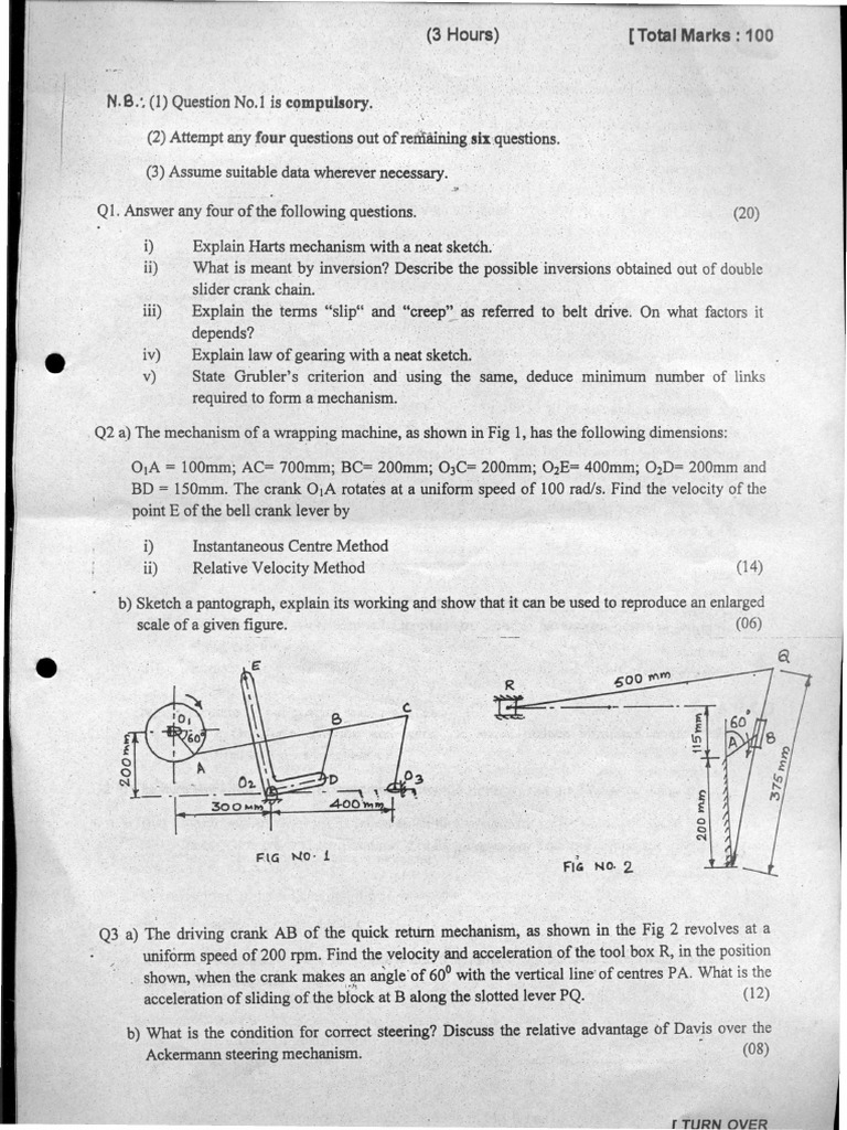 Theory of Machines Question Paper | PDF | Belt (Mechanical) | Gear