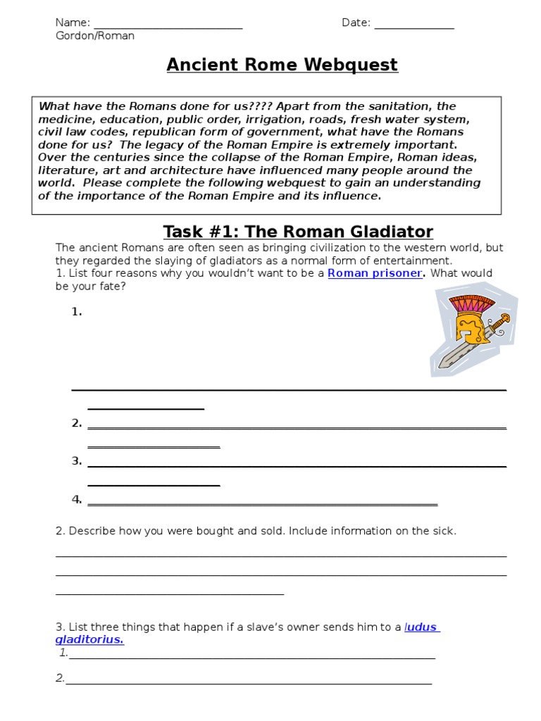 Ancient Rome WebQuest | PDF | Ancient Rome | Roman Empire