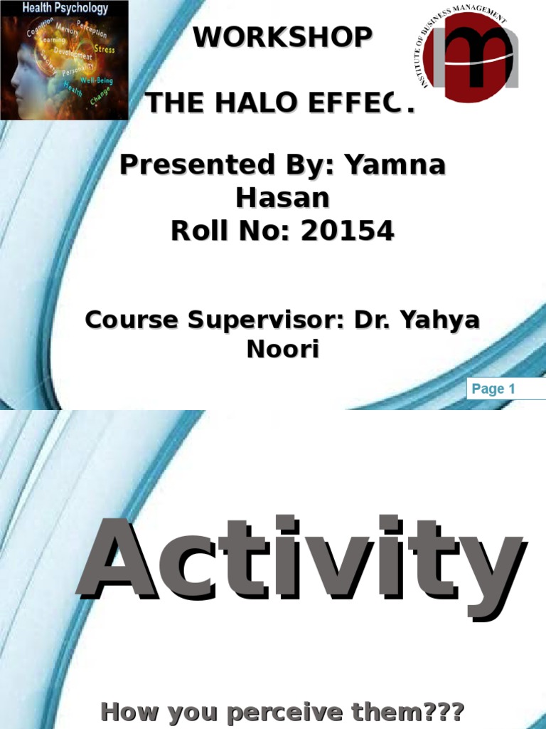 Workshop - The Halo Effect | PDF | Action (Philosophy) | Behavioural ...
