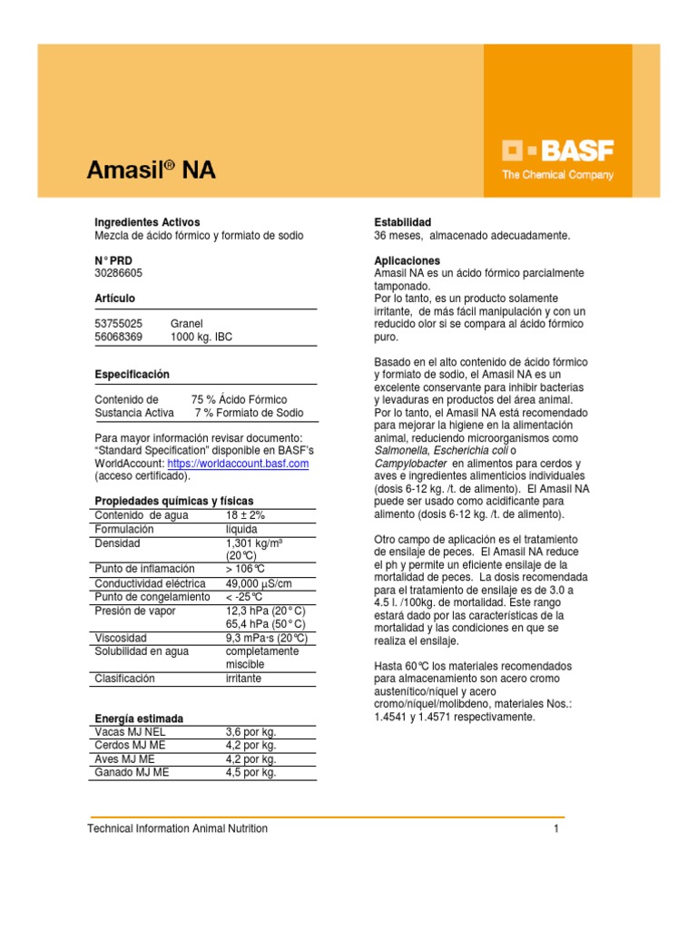 Amasil NA | PDF | Alimentos | Agua