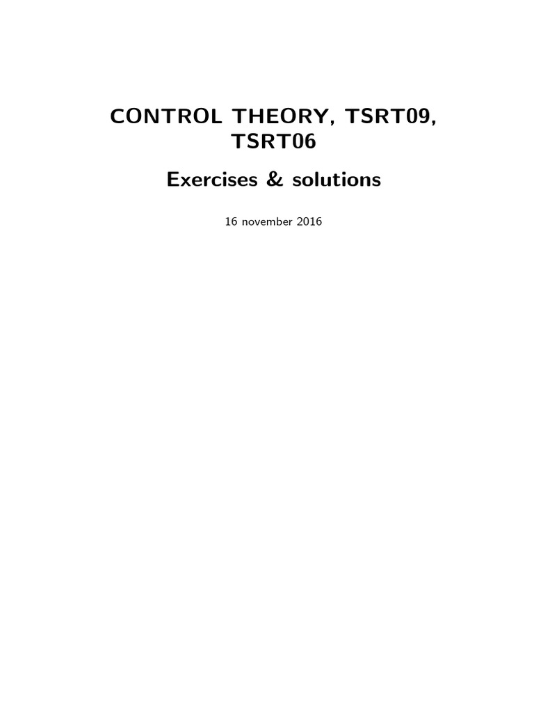 Automatic Control Exercises | PDF | Control Theory | Spectral Density