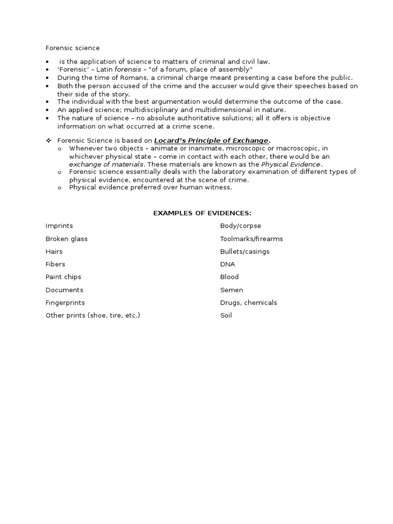 Introduction to Forensic Science Basics | PDF | Crime Scene | Forensic ...