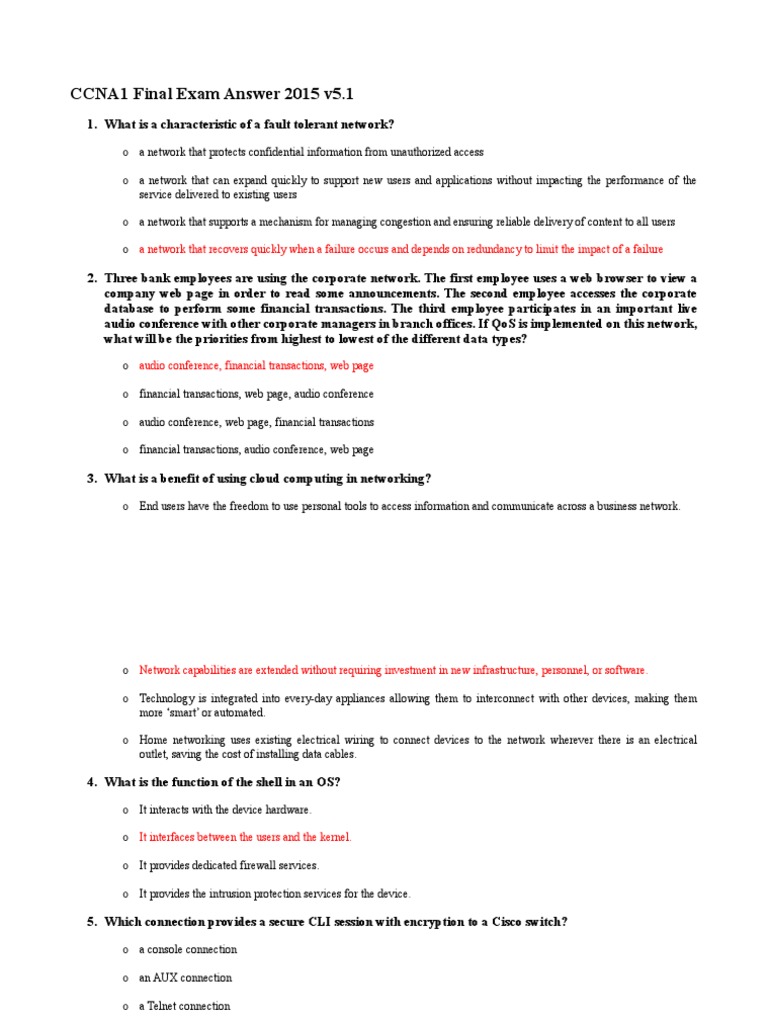 CCNA1 Exam Insights and Key Concepts | PDF
