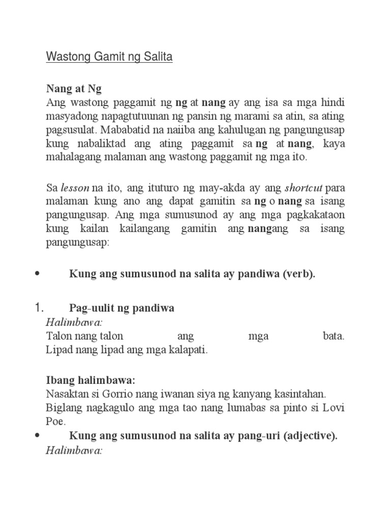 Wastong Gamit NG Salita | PDF