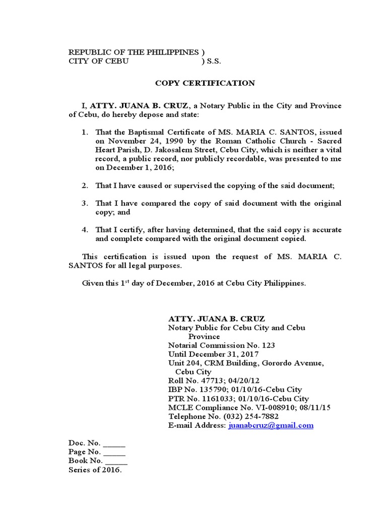 Copy Certification | PDF | Cebu