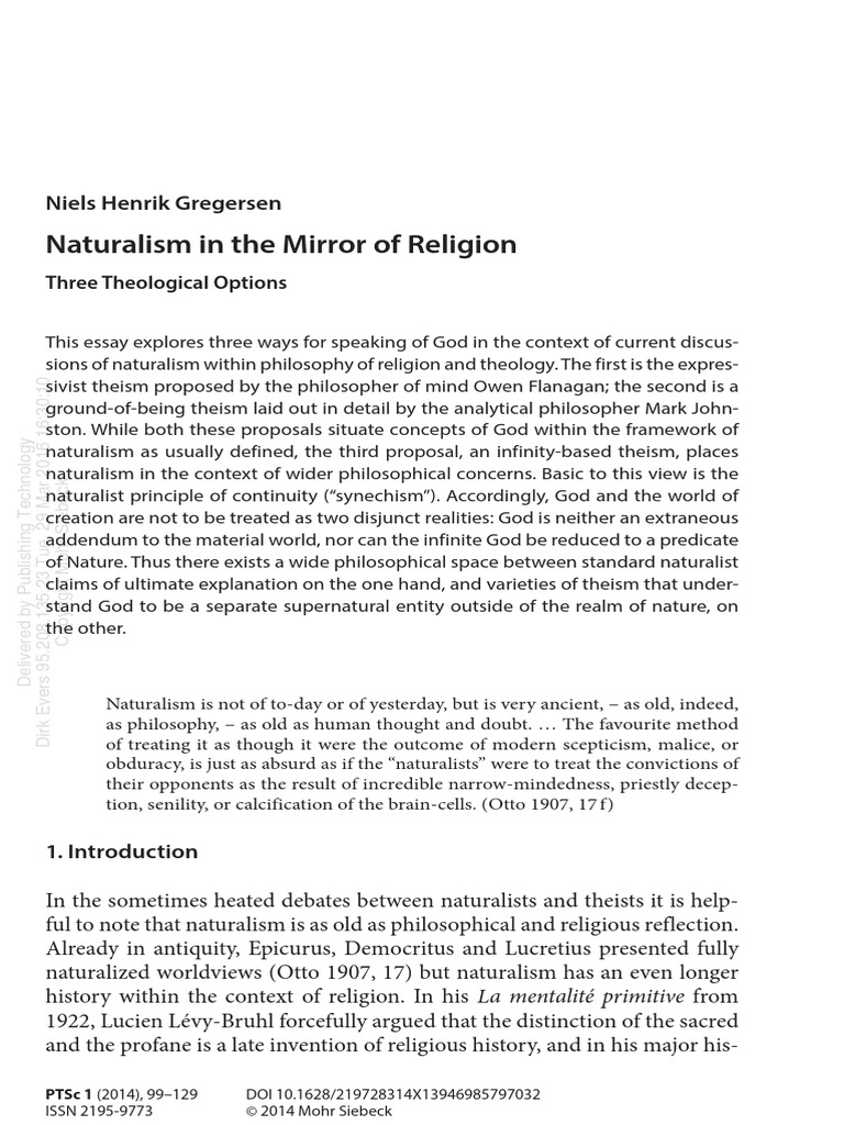 Naturalism in The Mirror of Religion: Niels Henrik Gregersen | PDF ...