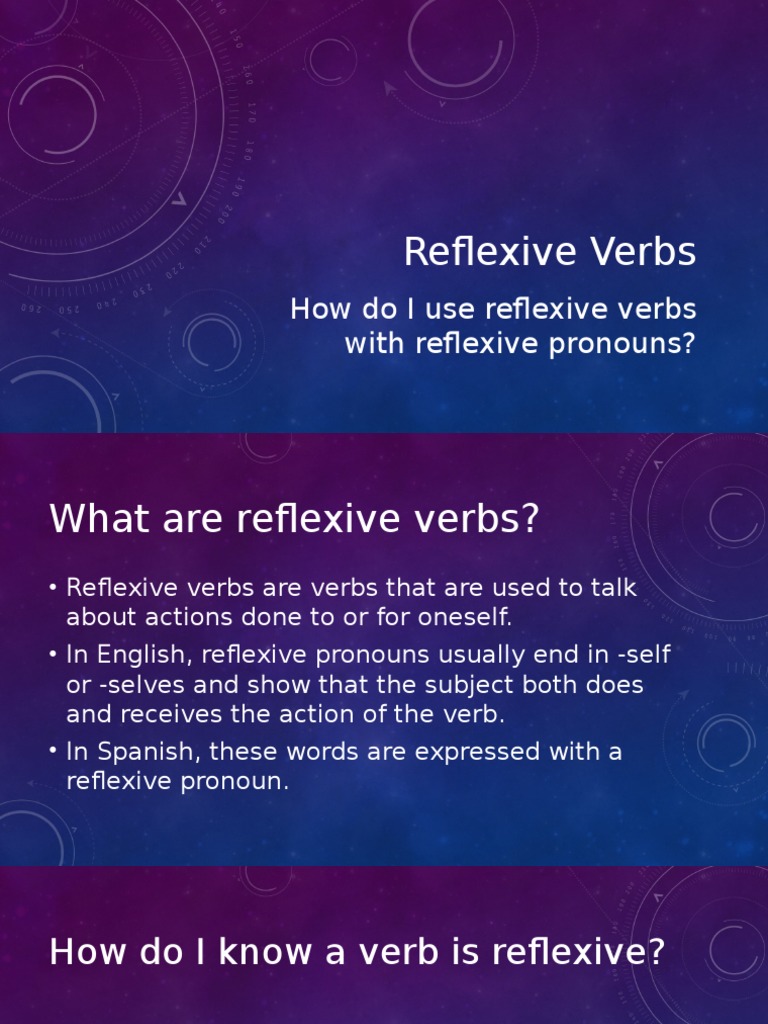 How Do I Use Reflexive Verbs With Reflexive Pronouns? | PDF