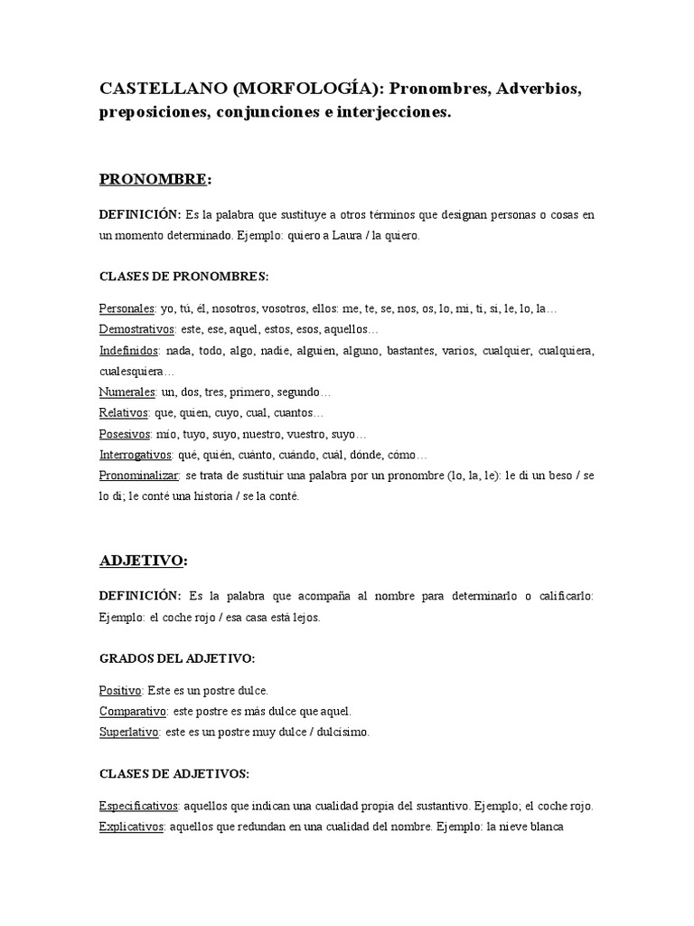 Sustantivos Adjetivos Verbos Adverbios Y Preposiciones En Ingles My