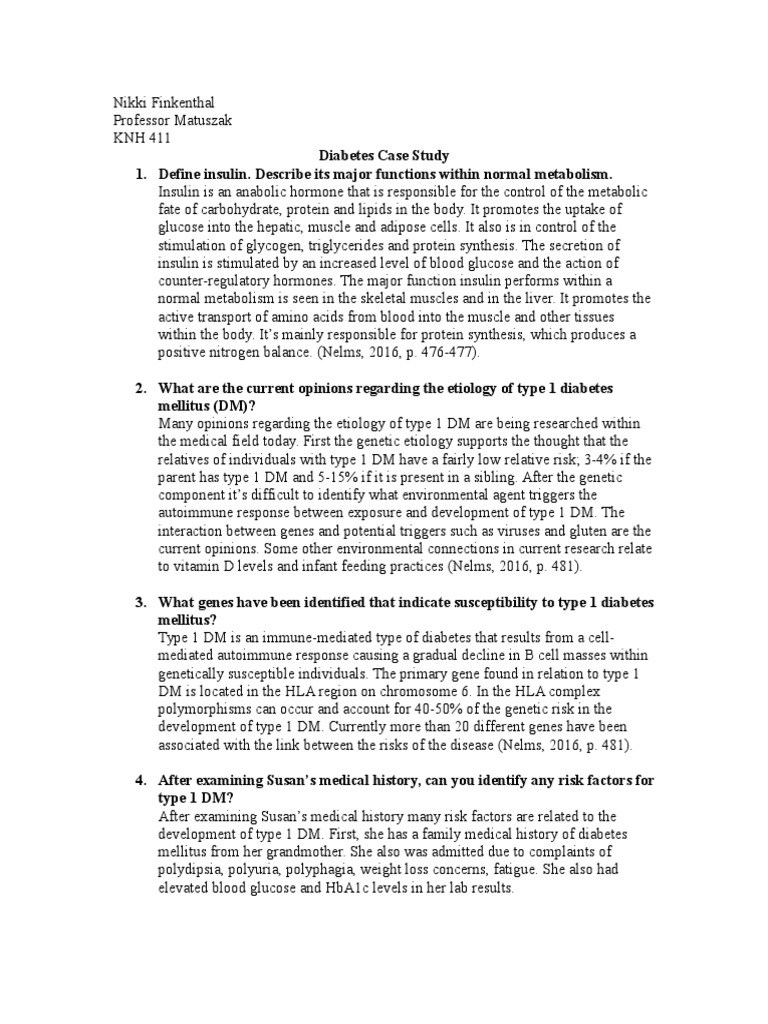 diabetes case study | Diabetes | Hyperglycemia