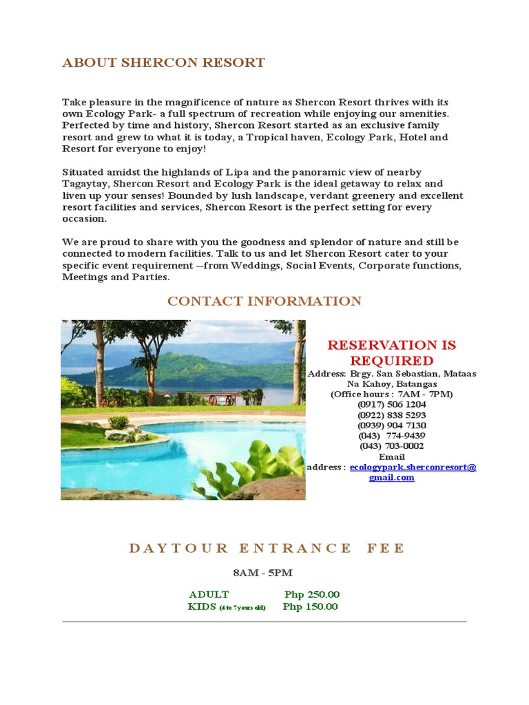 About Shercon Resort | Meal | Lunch