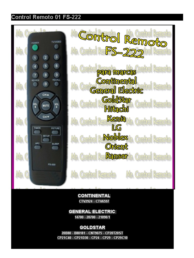 A Comprehensive List of Television Remote Control Model Numbers From ...