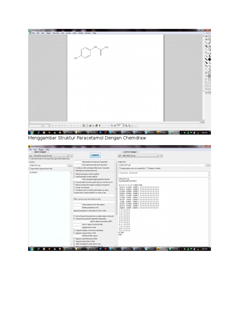 Menggambar Struktur Paracetamol Dengan Chemdraw | PDF