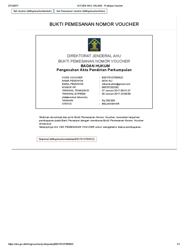 Ditjen Ahu Online - Pratinjau Voucher | PDF