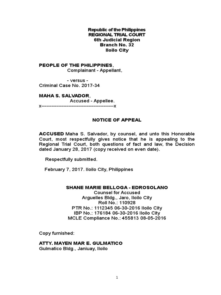 Notice of Appeal | PDF