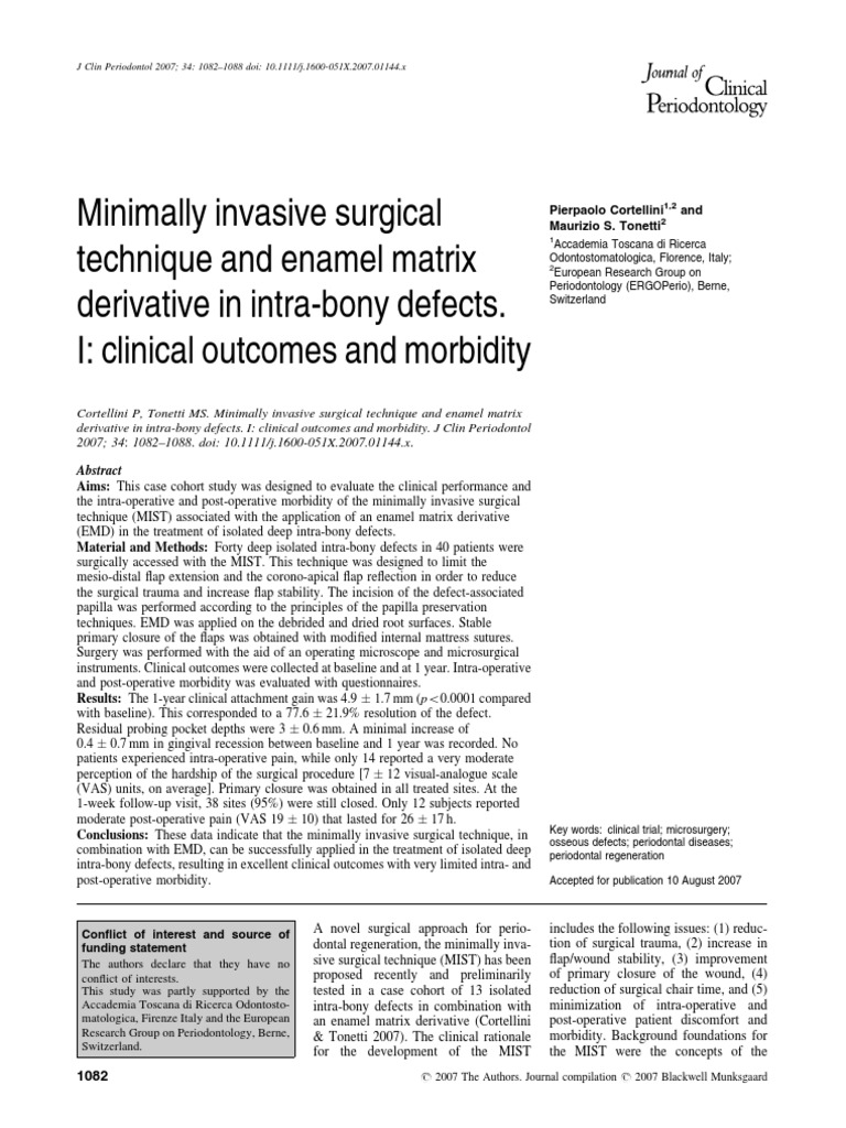 Minimally Invasive Surgical Technique and Enamel Matrix Derivative in ...