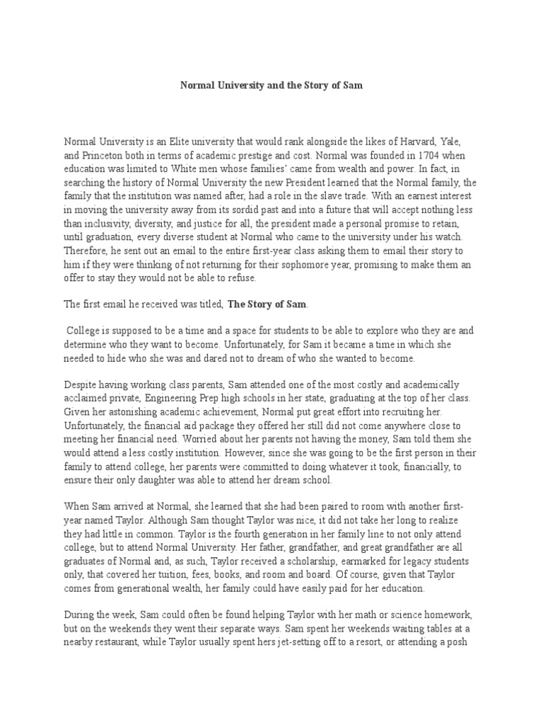 Normal University and The Story of Sam Case Study | PDF | National Science Foundation | Student ...
