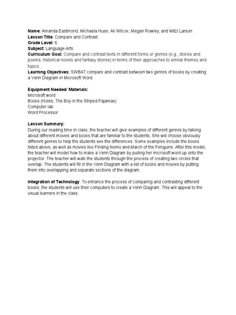 Word Lesson Plan | PDF