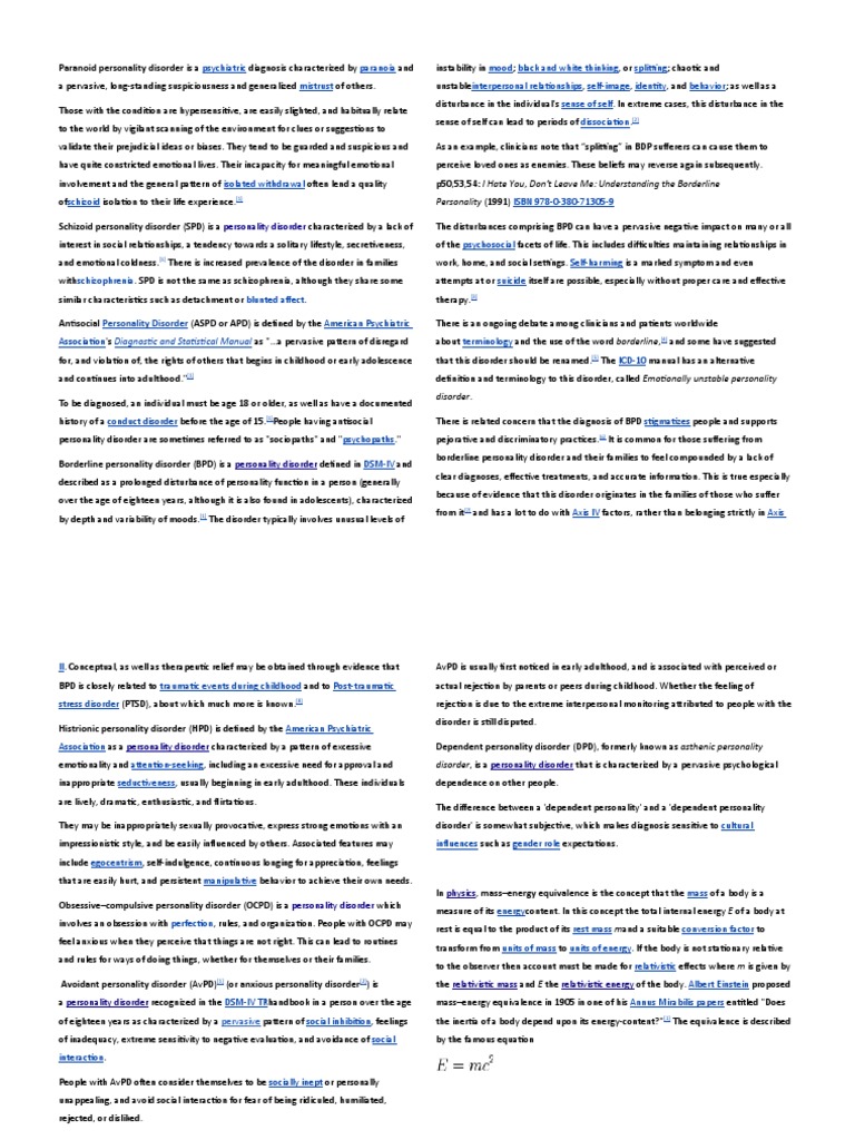 Paranoid Personality Disorder | PDF | Borderline Personality Disorder ...