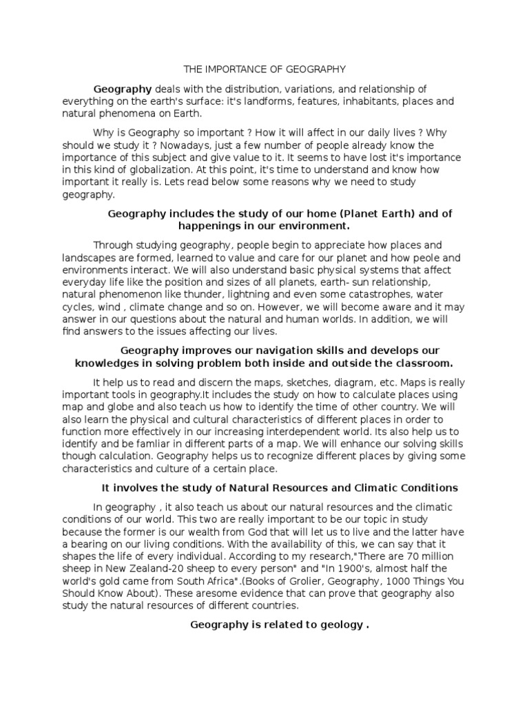 Importance of Geography | PDF | Geography | Map