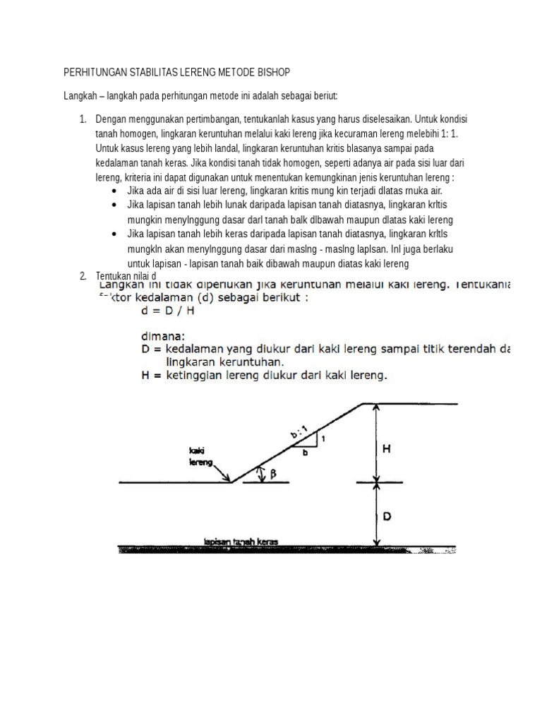 Perhitungan Stabilitas Lereng Metode Bishop | PDF