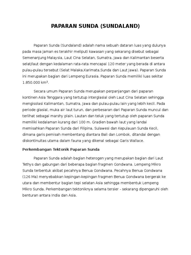 PAPARAN SUNDA (SUNDALAND): SEJARAH PEMBENTUKAN DAN PERKEMBANGAN ...
