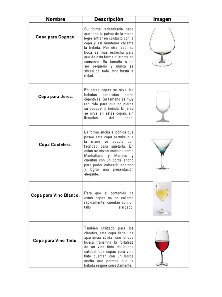 Tipos de Copas y Vasos en Coctelería | PDF | Vino | Bebida