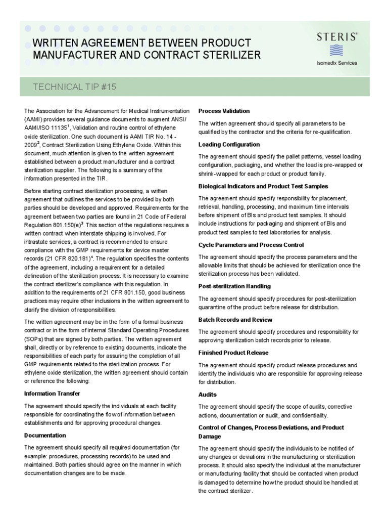 Contract Sterilization Agreement Essentials | PDF | Sterilization ...