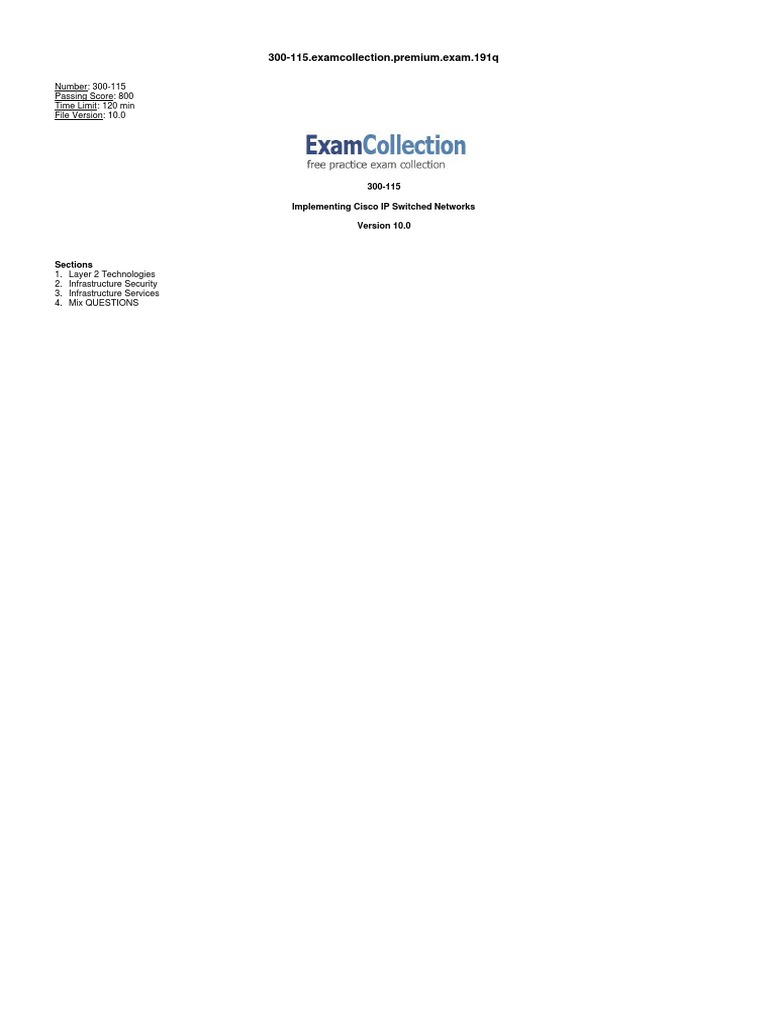 300 115.examcollection - Premium.exam.191q | PDF | Network Switch ...