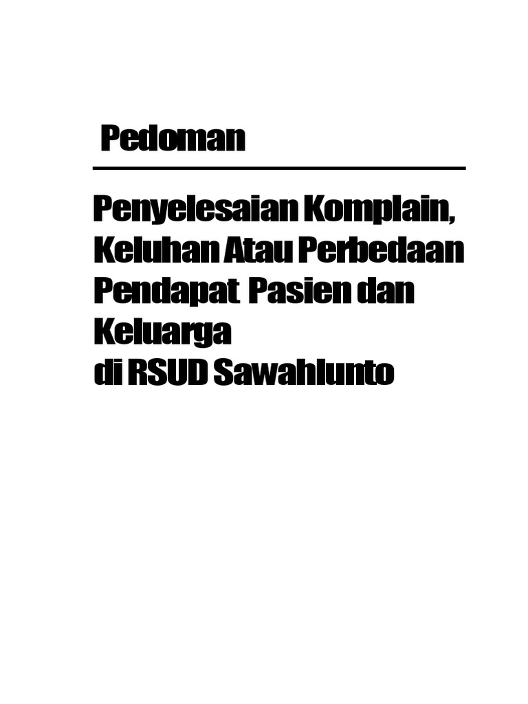 Pedoman Penanganan Komplain Pasien RSUD | PDF