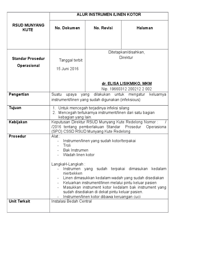 SPO CSSD (Alur Kotor Dan Bersih) | PDF | Sains & Matematika