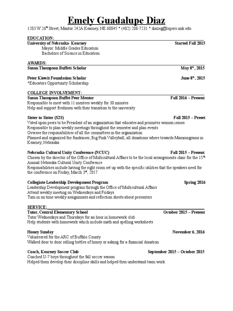 Resume Fall 2016 | Download Free PDF | Homework | Mentorship