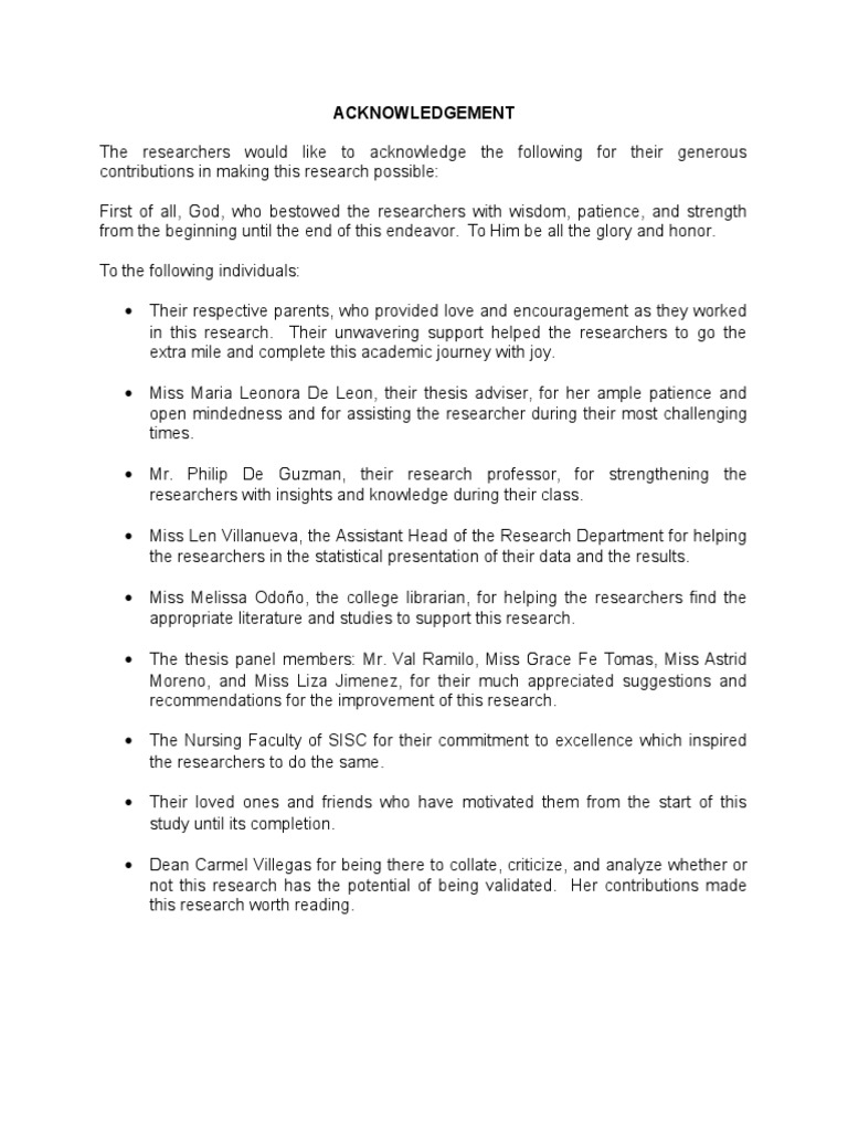 Acknowledgement For BSN | PDF