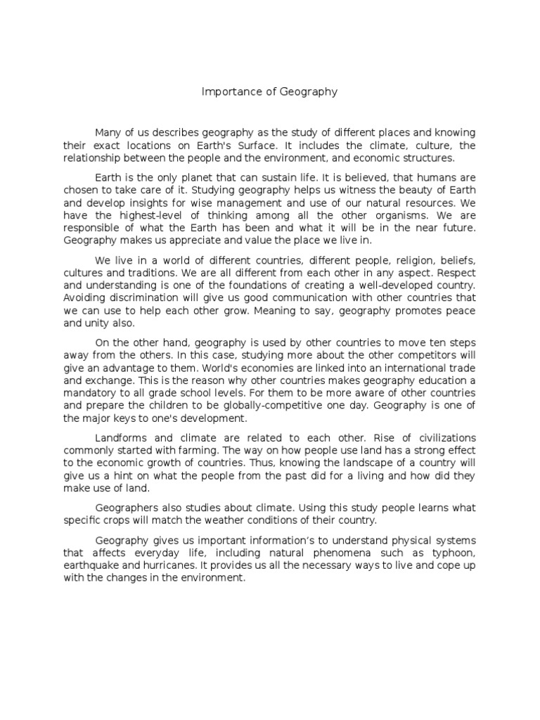 Importance of Geography | PDF