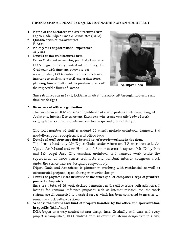 Architect Professional Practice Overview | PDF | Interior Design ...