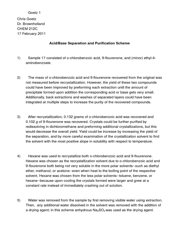 Acid Base Purification Scheme | PDF