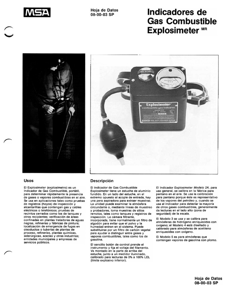 Uso Del Explosimetro MSA 2A | PDF | Gasolina | Combustión