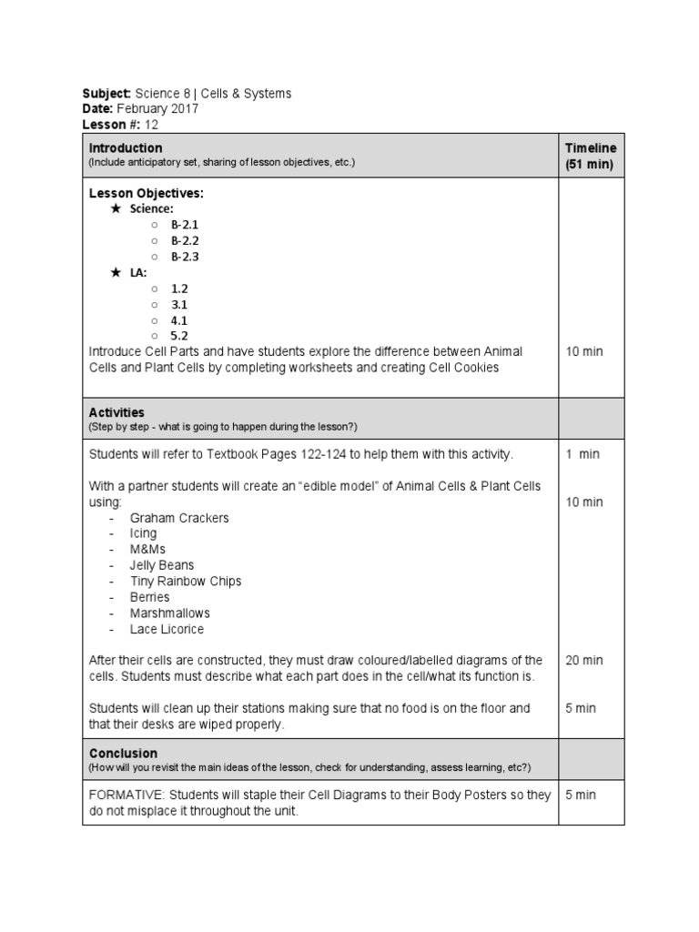 Science 8: Exploring Cells with Edible Models | PDF