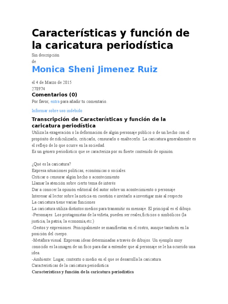 La caricatura periodística: características y funciones de este género ...