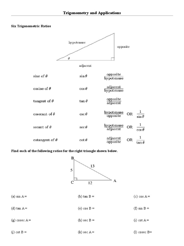Trigonometry and Applications | PDF | Trigonometry | Trigonometric ...