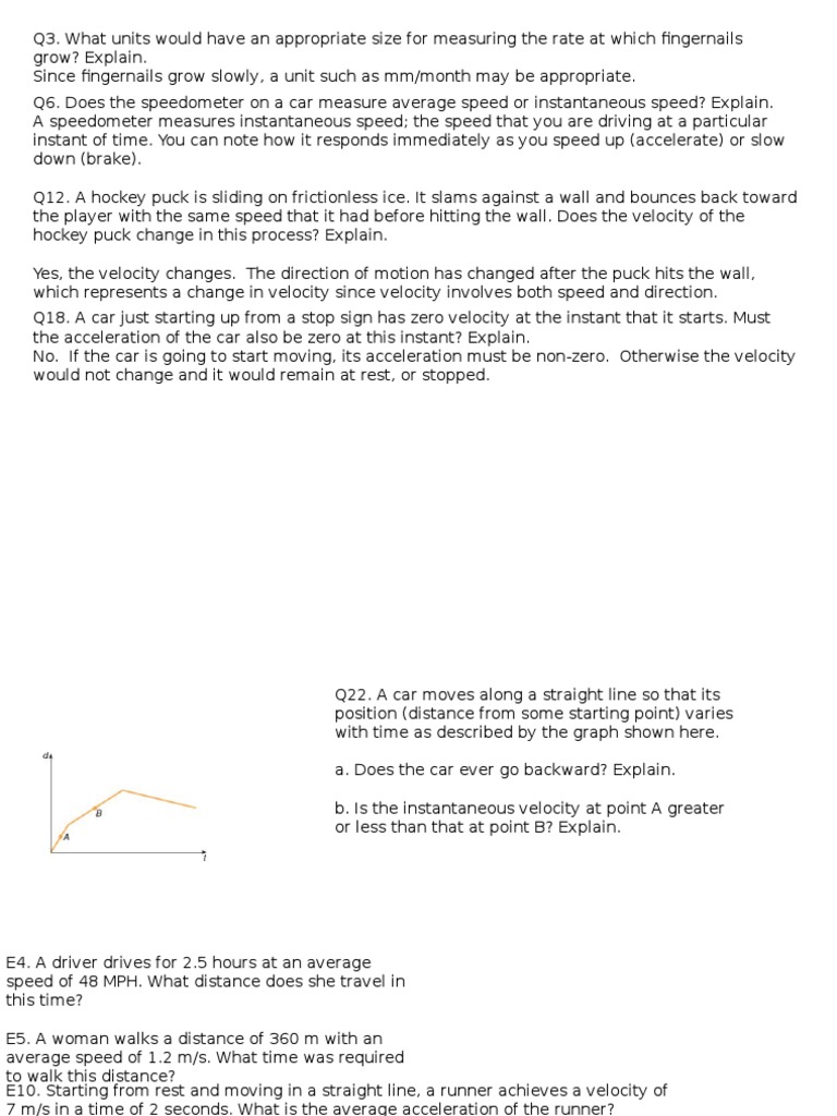 Ch2 Question | PDF | Speed | Acceleration