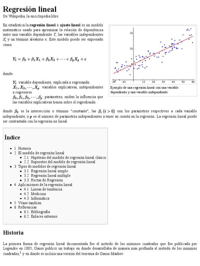 Regresión Lineal Wiki | Regresión lineal | Teoría estadística