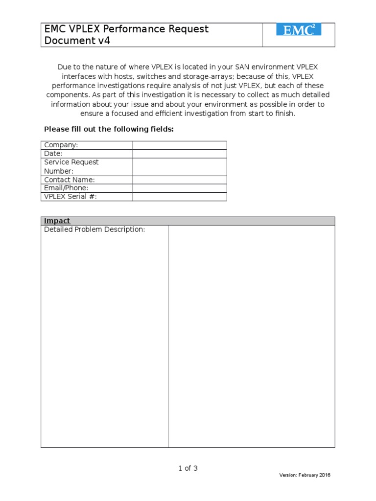 VPLEX Performance Questionnaire v4 | PDF | Network Switch | Application ...