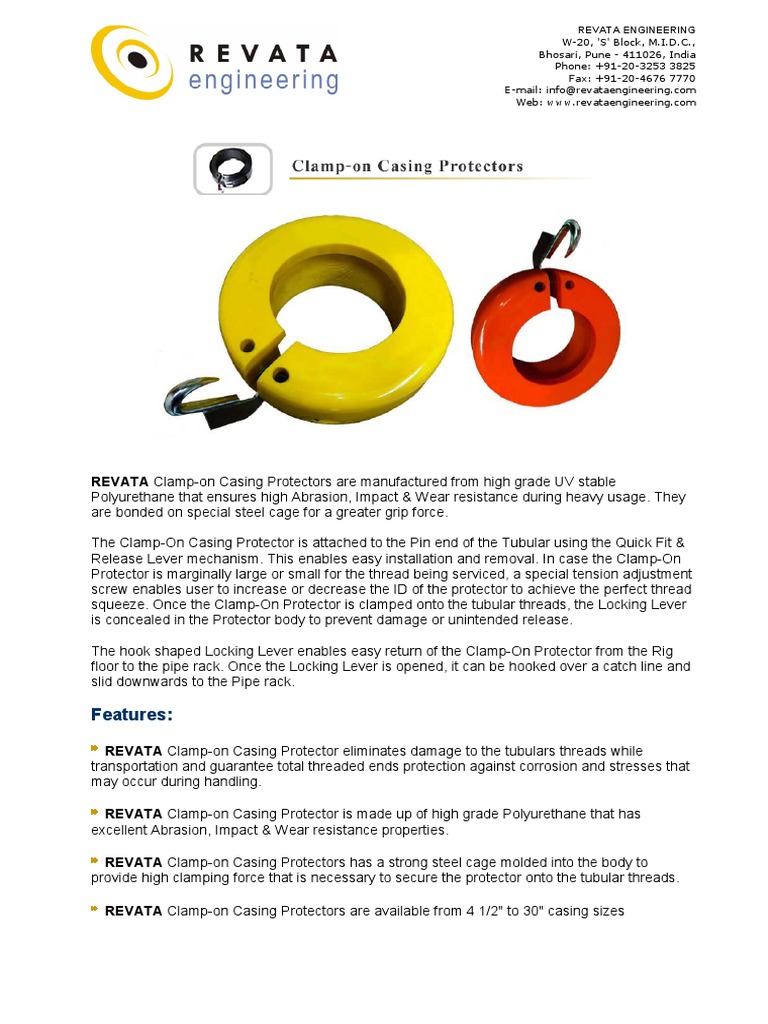 Revata Engineering - Clamp On Casing Protector PDF | PDF