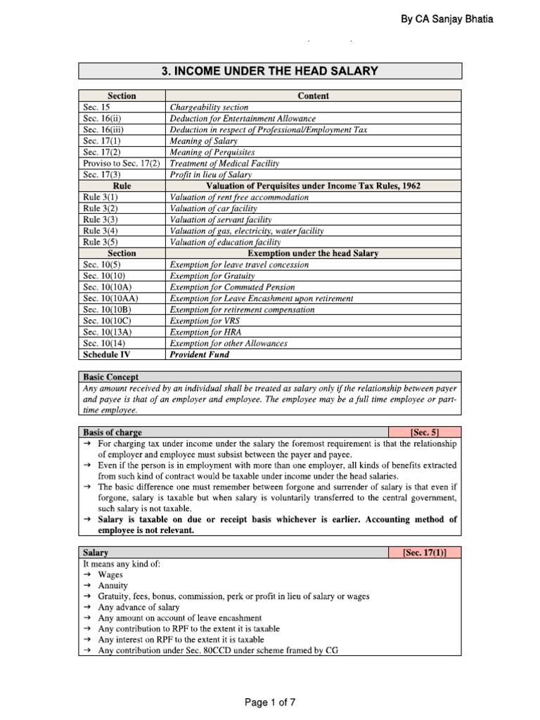 Salary Notes - Income Tax | PDF | Government Finances | Taxation