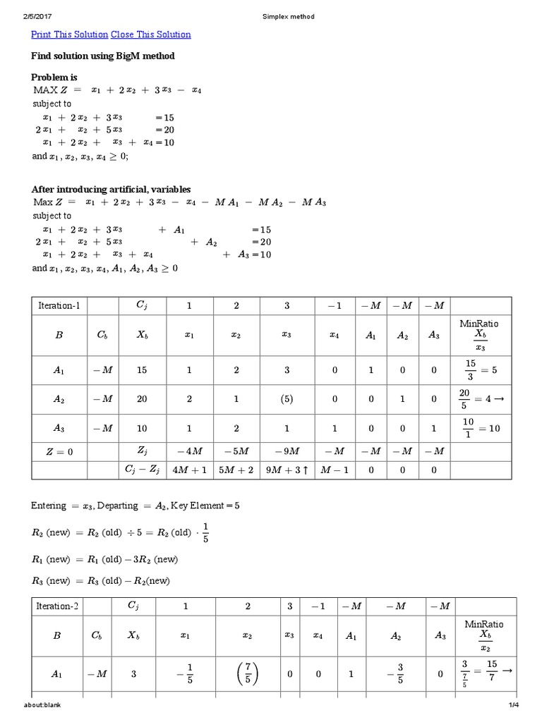 Simplex Method | PDF | Combinatorial Optimization | Mathematical Optimization