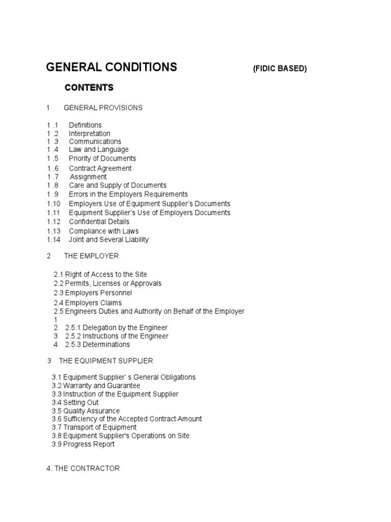 Contents of FIDIC Contract | PDF | Adjudication | Employment