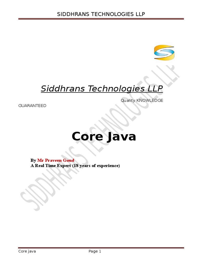 Core Java | PDF | Inheritance (Object Oriented Programming) | Class ...
