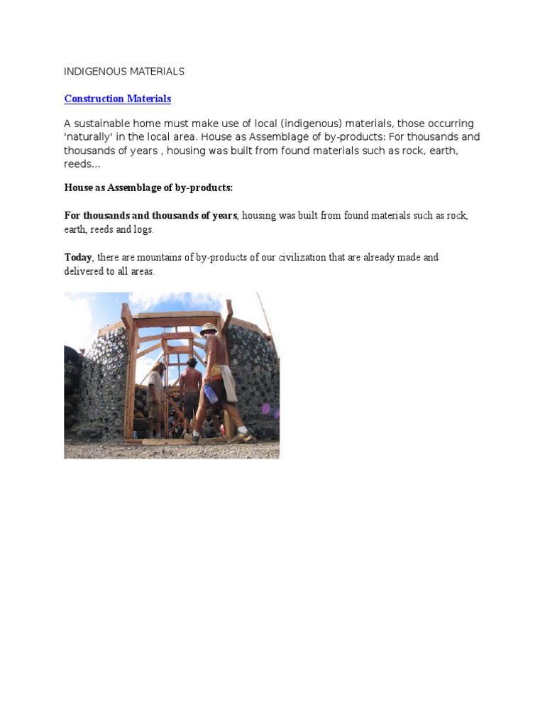 Indigenous Materials | PDF | Building Materials | Wood