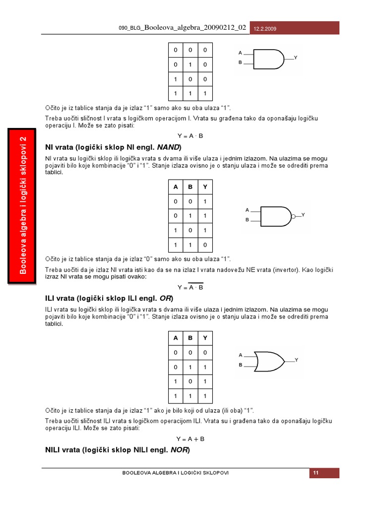 Booleova Algebra I Logicki Sklopovi - Udzbenik 11 | PDF