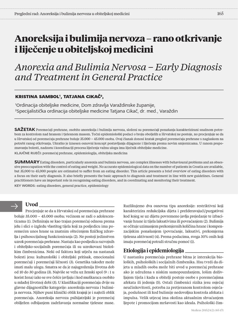 Anoreksija I Bulimija Nervoza | PDF